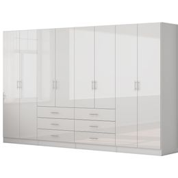 Kleiderschrank OTTO HOME "Trento Schlafzimmerschrank Garderobe hochglanz", wei&szlig;, B:320cm H:200cm T:56cm, FSC-zertifizierter Holzwerkstoff, Schr&auml;nke, Kleiderschrank, Schrank mit 8 T&uuml;ren und 6 Schubladen, hochgl&auml;nzende Fronten