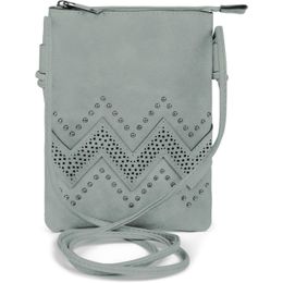 Mini Bag styleBREAKER "Mini Umh&auml;ngetasche ZickZack Cutout Nieten", Damen, Gr. B/H/T: 14cm x 19cm x 1,2cm Einheitsgr&ouml;&szlig;e, grau, blau, 100% Polyurethan PU. Futter: 100% Polyester PES., unifarben, Taschen