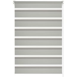 Doppelrollo Gardinia "Easyfix", grau (hellgrau), B:75cm H:150cm, Polyester, Rollos, segmentweise gewebter Stoff