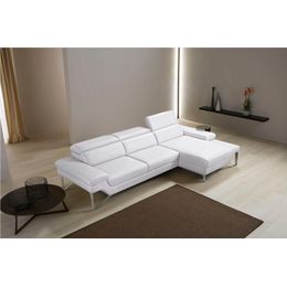 Ecksofa Egoitaliano "Princess, elegantes Designsofa mit erstklassigem Sitzkomfort, L-Form", wei&szlig;, B:282cm H:95cm T:168cm, Leder &raquo;BULL&laquo; (echtes Rindsleder). Geschliffenes, pigmentiertes und behandeltes Rindsleder mit einer Dicke von 1, 3-1, 5 mm. Dieses Leder zeigt eine ziemlich weiche Hand mit einem halb undurchsichtigen Aussehen. Es handelt sich um ein gesch&uuml;tztes Leder. Eine leichte Deckschicht 