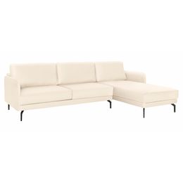 Ecksofa "CR.450, Designecksofa, L-Form", wei&szlig; (perlwei&szlig; 534, 12), B:274cm H:85cm T:178cm, Chenille COCO (72% Polyester 15% Baumwolle 13% Polyacryl);Leder OSKAR, CREATION BY ROLF BENZ, Sofas, Ecksofa, Armlehne sehr schmal, Breite 274 cm, Alugussfu&szlig; Umbragrau
