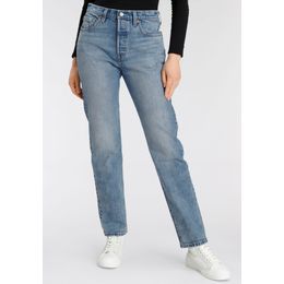 Levi's 5-Pocket-Jeans LEVI'S "501 Long", Damen, Gr. 30, L&auml;nge 32, blau (light indigo blau), Denim/Jeans, Obermaterial: 99% Baumwolle, 1% Elasthan, figurbetont, Jeans 5-Pocket-Jeans, 501 Collection