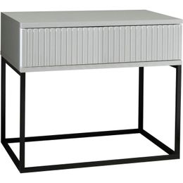 Nachtkommode Schlafkontor "Marle Nachtkonsole, Nachtk&auml;stchen auf Metall-Fu&szlig;gestell", wei&szlig;, B:60cm H:51,7cm T:38,5cm, Melamin, Sideboards, Schubkasten in Rillenoptik auf schwarzem Metallgestell
