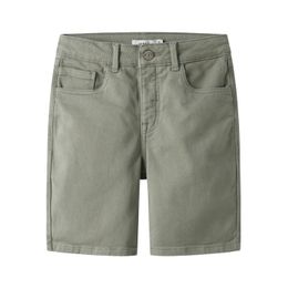 Shorts name it "NKMRYAN STRAIGHT TWI SHORTS 1081-BK NOOS", M&auml;dchen, Gr. 110, N-Gr, shadow, Web, Obermaterial: 97% Baumwolle, 3% Elasthan, unifarben, straight fit kurz, Hosen Shorts, Baumwollmischung, Twill
