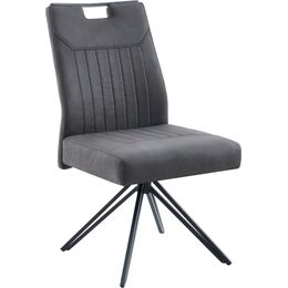 4-Fu&szlig;stuhl Hela "MAGGY", vintage anthrazit, schwarz, vintage anthrazit, B:54cm H:97cm T:68,5cm, Metall, Polyester, Stoff, St&uuml;hle, XXL Sitzbreite, 360 drehbar, V-Fu&szlig;, Federkorb, 200kg belastbar