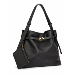 Schultertasche "Roma", Damen, Gr. B/H/T: 38cm x 30cm x 8cm onesize, schwarz, Leder, Collezione Alessandro, Taschen Schultertasche, aus softem Leder, Made in Italy