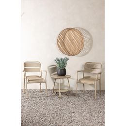 Balkonset VENTURE HOME "Faro, kompaktes Caf&eacute;-Set f&uuml;r 2 Personen &Oslash; 50 cm, Aluminium", beige (beige, beige, beige), B:64cm H:84cm T:60cm, Sitzm&ouml;bel-Sets, Balkonset, Balkonset, beige, rund, Aluminium leicht, platzsparend, modern