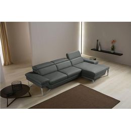 Ecksofa Egoitaliano "Princess, elegantes Designsofa mit erstklassigem Sitzkomfort, L-Form", schwarz, B:282cm H:95cm T:168cm, Leder &raquo;BULL&laquo; (echtes Rindsleder). Geschliffenes, pigmentiertes und behandeltes Rindsleder mit einer Dicke von 1, 3-1, 5 mm. Dieses Leder zeigt eine ziemlich weiche Hand mit einem halb undurchsichtigen Aussehen. Es handelt sich um ein gesch&uuml;tztes Leder. Eine leichte Deckschic
