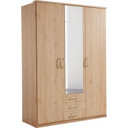 Kleiderschrank Priess "Husum", braun (livornobuchefarben), B:140cm H:196cm T:57cm, Holzwerkstoff, Schr&auml;nke, Kleiderschrank, mit dekorativen Kranz, wahlweise mit Schubk&auml;sten
