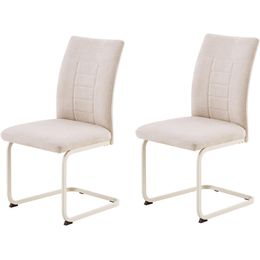 Freischwinger Hela "AUGUSTA", beige, creme, grau, beige, B:48cm H:98cm T:61,5cm, Metall, Polyester, Stoff, St&uuml;hle, Freischwinger, Schwinger, XL-Sitzbreite, Wellenfederung, 140kg belastbar