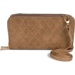 Mini Bag styleBREAKER "2 in 1 Umh&auml;ngetasche - Geldb&ouml;rse Rauten", Damen, Gr. B/H/T: 19cm x 10cm x 4,5cm Einheitsgr&ouml;&szlig;e, taupe, 100% Polyurethan PU. Futter: 100% Polyester PES., Taschen