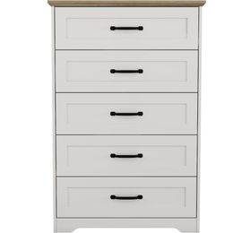 Schubkastenkommode OTTO HOME "Emmilia Sideboard im Landhaus Design", wei&szlig;, B:81cm H:121cm T:42cm, Sideboards, Schubladenschrank Sideboard W&auml;scheschrank Skandi Design