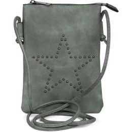 Mini Bag styleBREAKER "Mini Umh&auml;ngetasche mit Nieten Stern", Damen, Gr. B/H/T: 14cm x 19cm x 1,2cm Einheitsgr&ouml;&szlig;e, grau, blau, 100% Polyurethan PU. Futter: 100% Polyester PES., unifarben, Taschen