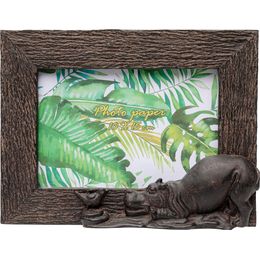 Bilderrahmen KARE DESIGN "Safari 15x10cm", braun (schwarz), B:21cm H:16cm T:3cm, Polyresin, Bilderrahmen, Bilderrahmen, Elefant oder Hippo