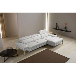 Ecksofa Egoitaliano "Princess, elegantes Designsofa mit erstklassigem Sitzkomfort, L-Form", grau (stone), B:282cm H:95cm T:168cm, Leder &raquo;BULL&laquo; (echtes Rindsleder). Geschliffenes, pigmentiertes und behandeltes Rindsleder mit einer Dicke von 1, 3-1, 5 mm. Dieses Leder zeigt eine ziemlich weiche Hand mit einem halb undurchsichtigen Aussehen. Es handelt sich um ein gesch&uuml;tztes Leder. Eine leichte Deck