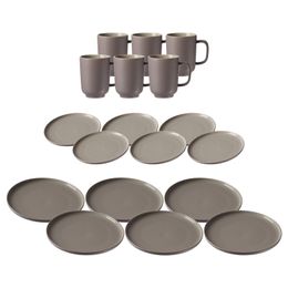 Ritzenhoff & Breker Geschirr-Set RITZENHOFF & BREKER "Tafelservice Jasper 18er Set", grau (taupe), 18, Keramik, Geschirr-Sets, Geschirr-Set, Sp&uuml;lmaschinengeeignet
