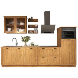 K&uuml;chenzeile Home Affaire "Teramo", k&uuml;che: natur, front: massivholz, korpus: natur, arbeitsplatte: natur, B:315cm T:60cm, Komplettk&uuml;chen-Sets, K&uuml;chenzeile, Breite 315 cm, Kiefer massiv, mit Arbeitsplatte