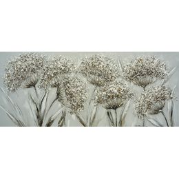 &Ouml;lgem&auml;lde B&Ouml;NNINGHOFF "handarbeit PUSTEBLUMEN XXL 60x140 cm &ndash; Wandbild Kunst Deko modern", farbe bild(er): wei&szlig;, grau, braun, gold, B:140cm H:60cm T:2cm, Acrylfarbe, Canvas, Holz, Bilder