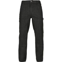 Bequeme Jeans Urban Classics "Urban Classics Herren Double Knee Jeans", Herren, Gr. 32, Normalgr&ouml;&szlig;en, schwarz (realschwarz washed), 100% Baumwolle, unifarben, Jeans