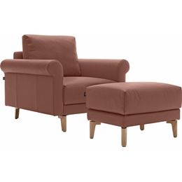 Sessel "CR.450, Designsessel, Loungesessel", braun (signalbraun 534, 44), B:88cm H:85cm T:95cm, NaturLEDER OSKAR (echtes Rindsleder);Chenille COCO (72% Polyester 15% Baumwolle 13% Polyacryl), CREATION BY ROLF BENZ, Sessel, Sessel, modern Landhaus, mit tollem Sitzkomfort, Breite 88 cm, Fu&szlig; Nussbaum