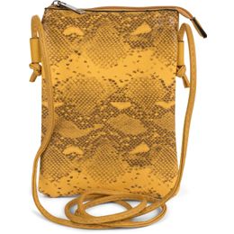 Mini Bag styleBREAKER "Mini Umh&auml;ngetasche Schlangenleder Optik", Damen, Gr. B/H/T: 14cm x 19cm x 1,2cm Einheitsgr&ouml;&szlig;e, curry, 100% Polyurethan PU. Futter: 100% Polyester PES., gemustert, Taschen