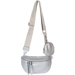 Umh&auml;ngetasche styleBREAKER "2-Teiliges Set Halbmond Crossbody Bag", Damen, Gr. B/H/T: 24cm x 15cm x 8,5cm Einheitsgr&ouml;&szlig;e, silber, 100% Polyurethan PU. Futter: 100% Polyester PES., unifarben, Taschen Umh&auml;ngetasche