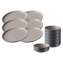 Ritzenhoff & Breker Geschirr-Set RITZENHOFF & BREKER "Fr&uuml;hst&uuml;cksset Jasper 12er Set", grau, 12, Keramik, Geschirr-Sets, Geschirr-Set, Sp&uuml;lmaschinengeeignet