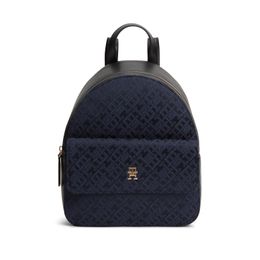 Cityrucksack Tommy Hilfiger "IM LATAM JACQUARD BACKPACK", Damen, Gr. B/H/T: 24cm x 29cm x 9cm, blau, Lederimitat, Textil, Rucks&auml;cke Cityrucksack, Damen Freizeitrucksack mit TH-Logomuster
