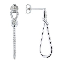 Paar Ohrh&auml;nger Jobo "Ohrringe Schlaufe 30 mm", silber 925, wei&szlig;, Ohrringe, Damen, Silber 925 (Sterlingsilber), 925 Silber rhodiniert oder vergoldet