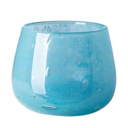 Tischvase Fink "MARLY", t&uuml;rkis, B:13,5cm H:11cm T:13,5cm &Oslash;:13,5cm, Glas, Vasen, wasserdicht, durchgef&auml;rbt, mundgeblasen