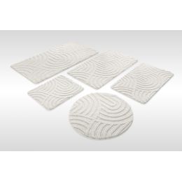 Badematte Wecon Home "Fiete", wei&szlig;, H:25mm, Oberfl&auml;che: 100% Polyester, Badematten, Badematte, Badteppich, Hoch-Tief-Effekt, weich, rutschhemmend, waschbar, getuftet