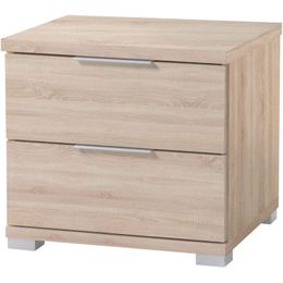 Nachtkommode Schlafkontor "Smilla Nachttisch, Nachtkonsole mit Schubk&auml;sten", beige (eiche sonoma, griffe silberfarben), B:46cm H:43cm T:42cm, Holzwerkstoff, Sideboards, Nachtkonsole, Korpus melaminbeschichtet, silberfarbige oder schwarze Griffe