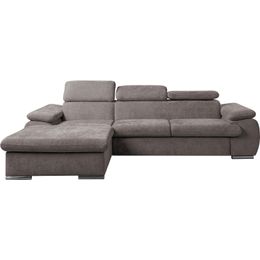 Ecksofa WERK2 "Cosmo", taupe, B:282cm H:99cm T:192cm, 100% Polyester, Sofas, Ecksofa, Eckcouch mit Schlaffunktion, Bettkasten & verstellbaren Kopfteilen