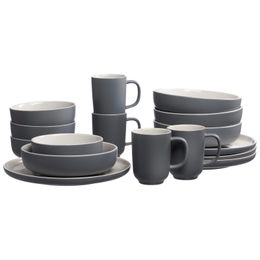 Ritzenhoff & Breker Geschirr-Set RITZENHOFF & BREKER "Kombiservice Jasper 16er Set", grau, 16, Keramik, Geschirr-Sets, Geschirr-Set, Sp&uuml;lmaschinengeeignet