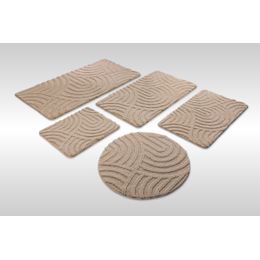 Badematte Wecon Home "Fiete", sand beige, H:25mm, Oberfl&auml;che: 100% Polyester, Badematten, Badematte, Badteppich, Hoch-Tief-Effekt, weich, rutschhemmend, waschbar, getuftet
