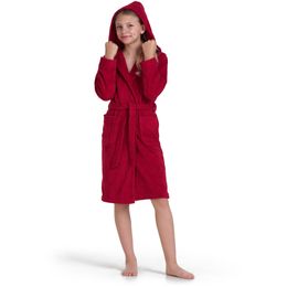 M&ouml;ve Kinderbademantel M&Ouml;VE "Superwuschel" Gr. 128, rot (ruby), L:90cm, Obermaterial: 100% Baumwolle, Hausm&auml;ntel