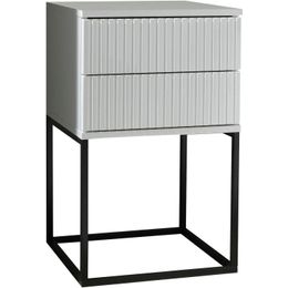 Nachtkommode Schlafkontor "Marle Nachtkonsole, Nachtk&auml;stchen auf Metall-Fu&szlig;gestell", wei&szlig;, B:40cm H:65cm T:38,5cm, Melamin, Sideboards, Schubkasten in Rillenoptik auf schwarzem Metallgestell