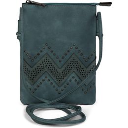 Mini Bag styleBREAKER "Mini Umh&auml;ngetasche ZickZack Cutout Nieten", Damen, Gr. B/H/T: 14cm x 19cm x 1,2cm Einheitsgr&ouml;&szlig;e, piniengr&uuml;n, 100% Polyurethan PU. Futter: 100% Polyester PES., unifarben, Taschen