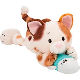 Kuscheltier Nici "Homies GREEN, Gl&uuml;ckskatze & Fisch 30 cm liegend", braun, Pl&uuml;schfiguren, KinderB:16cm H:15cm L:35cm, Kuscheltier, B:16cm H:15cm L:35cm