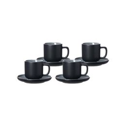 Ritzenhoff & Breker Tasse RITZENHOFF & BREKER "Espressotassen mit Untertassen Jasper 100 ml 4er Set", schwarz, B:2cm H:2cm &Oslash;:10,5cm, Keramik, Trinkgef&auml;&szlig;e, Tasse, Sp&uuml;lmaschinengeeignet
