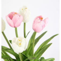 Kunstblume I.GE.A. "Gesteck Tulpe im Weidenest 2er Set 20cm", wei&szlig;, rosa, B:9cm H:20cm T:9cm, Kunstpflanzen, Kunstblume Blumen Fr&uuml;hjahrsdeko Osterdeko Seidenblume Zimmerpflanze