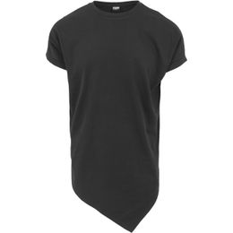 Longshirt Urban Classics "Urban Classics Herren Asymetric Long Tee", Jungen, Gr. M, schwarz, 100% Baumwolle, unifarben, normal, Rundhals, Shirts Longshirt