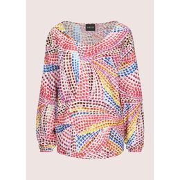 Madeleine Mode Langarmbluse MADELEINE "Bluse Multicolor-Bluse mit Punkten, Langarm", Damen, Gr. 34, bunt (multicolor, gemustert), Obermaterial: 100% Viskose CV., Modern, figurumspielend, Blusen
