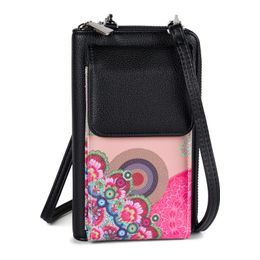 Mini Bag styleBREAKER "Mini Bag Ethno Blumen Bl&uuml;ten - RFID Schutz", Damen, Gr. B/H/T: 19,5cm x 11cm x 5cm Einheitsgr&ouml;&szlig;e, beige, braun, dunkelbraun, pink, 100% Polyurethan PU. Futter: 100% Polyester PES., gemustert, Taschen