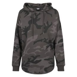 Rundhalspullover Urban Classics "Urban Classics Damen Ladies Oversized Camo Hoody", Damen, Gr. XS, grau (schwarzcamouflage), 60% Baumwolle, 40% Polyester, oversize, ohne Ausschnitt, Pullover Rundhalspullover