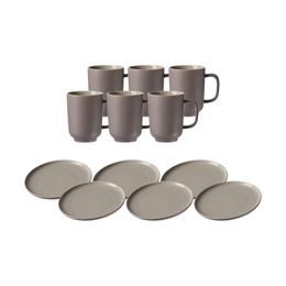 Ritzenhoff & Breker Geschirr-Set RITZENHOFF & BREKER "Kaffeeservice Jasper 12er Set", grau (taupe), 12, Keramik, Geschirr-Sets, Geschirr-Set, Sp&uuml;lmaschinengeeignet