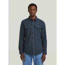 G-Star Raw Langarmshirt G-STAR "Marine Slim Hemd", Herren, Gr. M, dk patriot blau gd, Obermaterial: 50% Baumwolle, 50% Baumwolle, Shirts Langarmshirt