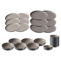 Ritzenhoff & Breker Geschirr-Set RITZENHOFF & BREKER "Teller und Schalenset Jasper 24er Set", grau, 24, Keramik, Geschirr-Sets, Geschirr-Set, Sp&uuml;lmaschinengeeignet