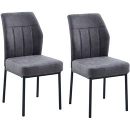 4-Fu&szlig;stuhl Hela "ALMADA", vintage anthrazit, schwarz, vintage anthrazit, B:44cm H:91cm T:61,5cm, Metall, Polyester, Stoff, St&uuml;hle, 4-Fu&szlig;, Komfortsitz mit Federkorb, Vintage Optik
