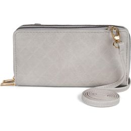 Mini Bag styleBREAKER "2 in 1 Umh&auml;ngetasche - Geldb&ouml;rse Rauten", Damen, Gr. B/H/T: 19cm x 10cm x 4,5cm Einheitsgr&ouml;&szlig;e, hellgrau, 100% Polyurethan PU. Futter: 100% Polyester PES., Taschen